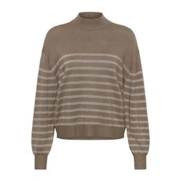 Strickpullover Kaffe "Strickpullover KAlizz", Damen, Gr. L, braun (morel melange with silber lurex), Obermaterial: 67% Viskose CV. 20% Nylon NY. 13% Polyester PES., Pullover Strickpullover
