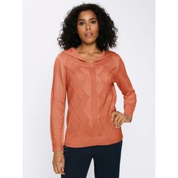 Strickpullover Classic Basics "Langarm-Pullover", Damen, Gr. 38, papaya, 100% Polyacryl, unifarben, Pullover Strickpullover