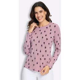 Strickpullover Inspirationen "Feinstrick-Pullover", Damen, Gr. 40, rosa (ros&eacute;, bedruckt), 60% Viskose, 40% Baumwolle, gebl&uuml;mt, gemustert, mehrfarbig, Pullover Strickpullover