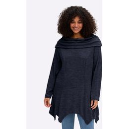 Sweatshirt sheego by Joe Browns, Damen, Gr. 44/46, marine, jeansblau, meliert, 62% Polyester, 30% Viskose, 8% Elasthan, meliert, unifarben, U-Boot-Ausschnitt, Sweatshirts Sweatshirt