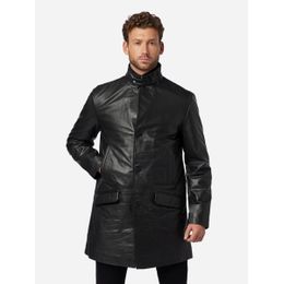 Ledermantel RICANO "Mantel Veetal", Herren, Gr. L, schwarz, Obermaterial: 100% B&uuml;ffelleder BL. Futter: 100% Polyester PES., normal, hoch geschlossener Ausschnitt, M&auml;ntel, Handgefertigt aus echtem Leder
