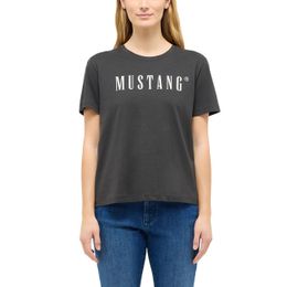 Kurzarmshirt Mustang "Damen Style Floris", Damen, Gr. M, schwarz, Jersey, 100% Baumwolle, Rundhals, Shirts