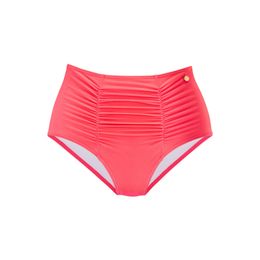 Highwaist-Bikini-Hose Lascana "Ronda", Damen, Gr. 36, N-Gr, blau (koralle), Recycling-Polyamid, unifarben, Badehosen, mit Shaping-Effekt