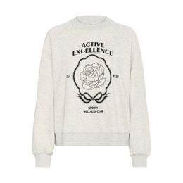 Sweatshirt Kaffe "Sweatshirt KAandrea", Damen, Gr. L, grau (light grau melange), Obermaterial: 50% Polyester PES. 50% Baumwolle CO., Sweatshirts Sweatshirt
