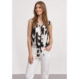 Blusentop Street One, Damen, Gr. 34, espresso braun, Stoff, 100% Viskose, normal normal, V-Ausschnitt, abgesteppt, Blusen Blusentop, mit Knotendetail am Saum