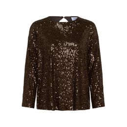 Langarmbluse Saint Tropez "Langarm-Bluse ReyanaSZ", Damen, Gr. L, braun (mulch), Obermaterial: 95% Polyester PES. 5% Elasthan EL., Blusen