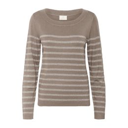 Strickpullover Kaffe "Strickpullover KAlizz", Damen, Gr. L, braun (morel melange with silber lurex), Obermaterial: 67% Viskose CV. 20% Nylon NY. 13% Polyester PES., Pullover Strickpullover
