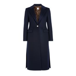 Langmantel RICANO "Mantel Grazia", Damen, Gr. L, blau, Obermaterial: 100% Polyester PES. Futter: 100% Polyester PES., figurbetont, V-Ausschnitt, M&auml;ntel, Handgefertigt, Made in Italy