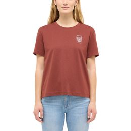 Kurzarmshirt Mustang "Damen Style Floris", Damen, Gr. M, weinrot, Jersey, 100% Baumwolle, Rundhals, Shirts