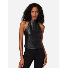 Neckholdertop RICANO "Top Lina", Damen, Gr. L, schwarz, Obermaterial: 100% Lammnappaleder LANA., schmal, Neckholder, Tops Neckholdertop, Handgefertigt aus echtem Leder
