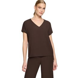 Schlupfbluse Zero "Damen kurzarm", Damen, Gr. 34, chocolate plum, Jersey, Obermaterial: 84% Viskose, 16% Polyamid, figurumspielend normal, V-Ausschnitt, weit, Blusen Schlupfbluse