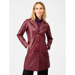Kurzmantel RICANO "Mantel Marzia", Damen, Gr. L, bordeaux, Obermaterial: 100% Lammnappaleder LANA. Futter: 100% Polyester PES., normal, V-Ausschnitt, M&auml;ntel Kurzmantel, Handgefertigt aus echtem Leder