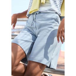 Sweatshorts ELBSAND "Vivi", Damen, Gr. L (40), N-Gr, seegras, Sweatware, Obermaterial: 95% Baumwolle, 5% Elasthan, unifarben, figurumspielend kniefrei, Hosen Sweatshorts, mit Logodruck auf der Ges&auml;&szlig;tasche
