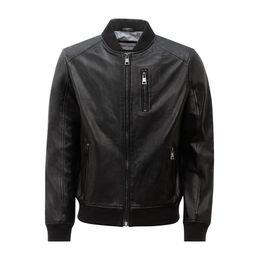 Blouson RICANO "Lederjacke Samuel", Herren, Gr. L, schwarz, Obermaterial: 100% Lammnappaleder LANA. Futter: 100% Polyester PES., normal, Rundhals, Jacken Blouson, Handgefertigt aus echtem Leder