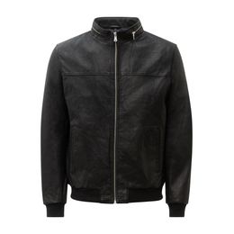 Blouson RICANO "Lederjacke Marlon", Herren, Gr. XL, schwarz, Obermaterial: 100% Rindnappaleder CNA. Futter: 100% Polyester PES., normal, hoch geschlossener Ausschnitt, Jacken Blouson, Handgefertigt aus echtem Leder