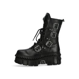 Ankleboots New Rock "Plateau Boots M-WALL373-S6", Damen, Gr. 37, Normalschaft, schwarz, Obermaterial: 100% Rindnappaleder CNA., Schuhe Ankleboots, Handgefertigt, Made in Spain