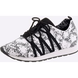 Schn&uuml;rschuh Heine, Damen, Gr. 36, schwarz-wei&szlig; (wei&szlig;, schwarz), Textil, Schuhe Schn&uuml;rschuh