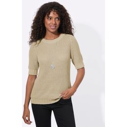 Kurzarmpullover Casual Looks "Kurzarm-Pullover", Damen, Gr. 36, sand, 50% Baumwolle, 50% Polyacryl, unifarben, Pullover