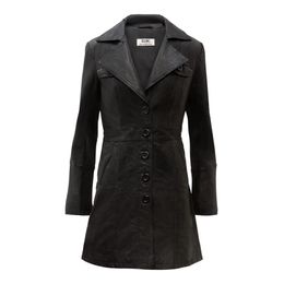 Kurzmantel RICANO "Mantel Lucie", Damen, Gr. L, schwarz, Obermaterial: 100% Ziegenveloursleder GOVL. Futter: 100% Polyester PES., figurbetont, V-Ausschnitt, M&auml;ntel Kurzmantel, Handgefertigt aus echtem Leder