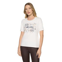 Kurzarmshirt Betty Barclay "Damen mit Placement", Damen, Gr. 44, patch cream, silber, Jersey, Obermaterial: 95% Baumwolle, 5% Elasthan, Basic, tailliert normal, Rundhals, Shirts