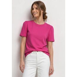 T-Shirt Street One, Damen, Gr. 34, magenta dream, Web, 50% Modal, 50% Baumwolle, unifarben, regular fit normal, Rundhals, abgesteppt, Shirts T-Shirt, im soften Baumwoll-Mix