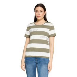 Kurzarmshirt Betty Barclay "Damen mit Tunnelzug", Damen, Gr. 36, gr&uuml;n (khaki, cream), Jersey, Obermaterial: 100% Baumwolle, figurumspielend normal, Rundhals, Shirts