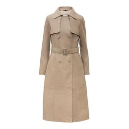 Ledermantel RICANO "Mantel Darcy", Damen, Gr. L, beige, Obermaterial: 100% Lammnappaleder LANA. Futter: 100% Polyester PES., schmal, V-Ausschnitt, M&auml;ntel, Handgefertigt aus echtem Leder