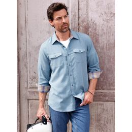 Flanellhemd Catamaran, Herren, Gr. 39/40, Normalgr&ouml;&szlig;en, jeansblau, meliert, 75% Baumwolle, 25% Wolle, unifarben, k&ouml;rpernah, Hemden