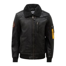 Bomberjacke RICANO "Lederjacke TG-1011", Herren, Gr. 4XL, schwarz, Obermaterial: 100% Lammnappaleder LANA. Futter: 100% Baumwolle CO., schmal, Rundhals, Jacken Bomberjacke, Handgefertigt aus echtem Leder