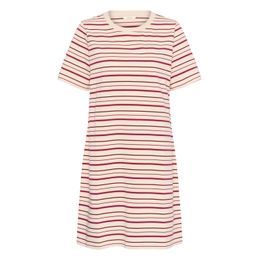 Jerseykleid Cream "Jerseykleid CRLiva", Damen, Gr. L, N-Gr, wei&szlig; stripe with pink, bordeaux, Obermaterial: 100% Baumwolle CO., Kleider Jerseykleid