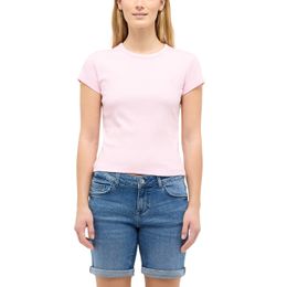 Kurzarmshirt Mustang "Damen Style Addison", Damen, Gr. L, hellrosa, Jersey, 100% Baumwolle, Rundhals, Shirts
