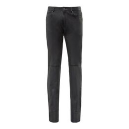 5-Pocket-Hose RICANO "Lederhose Trant Pant", Herren, Gr. 28, L&auml;nge 34, schwarz (blau), Obermaterial: 100% Lammnappaleder LANA., normal, Hosen 5-Pocket-Hose, Handgefertigt aus echtem Leder