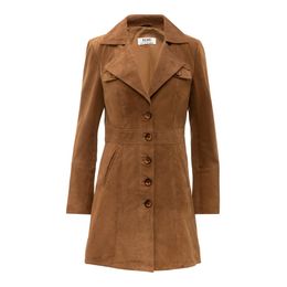 Kurzmantel RICANO "Mantel Lucie", Damen, Gr. L, cognac (velour), Obermaterial: 100% Ziegenveloursleder GOVL. Futter: 100% Polyester PES., figurbetont, V-Ausschnitt, M&auml;ntel Kurzmantel, Handgefertigt aus echtem Leder