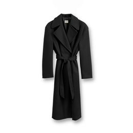 Langmantel RICANO "Klassischer Mantel Patrizia", Damen, Gr. M-L, schwarz, Obermaterial: 100% Polyester PES. Futter: 100% Polyester PES., weit, V-Ausschnitt, M&auml;ntel, Handgefertigt, Made in Italy