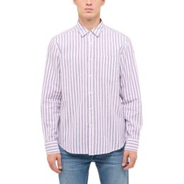 Langarmhemd Mustang "Herren Style Richardson", Herren, Gr. L, US-Gr&ouml;&szlig;en, lila 12893, Twill, 55% Leinen, 45% Baumwolle, gestreift, regular fit, Hemden