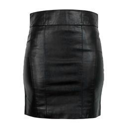Minirock RICANO "Lederrock 1265 Skirt", Damen, Gr. S, schwarz, Obermaterial: 100% Lammnappaleder LANA., schmal, R&ouml;cke Minirock, Handgefertigt aus echtem Leder