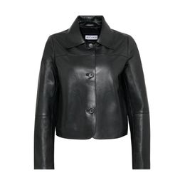 Bolerojacke RICANO "Lederjacke Jeena", Damen, Gr. L, schwarz, Obermaterial: 100% Ziegenveloursleder GOVL. Futter: 100% Polyester PES., schmal cropped, Rundhals, Jacken, Handgefertigt aus echtem Leder