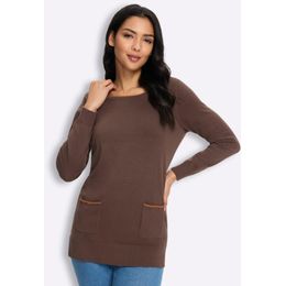Longpullover Classic Basics "Longpullover", Damen, Gr. 38, schoko, 100% Baumwolle, unifarben, Pullover Longpullover