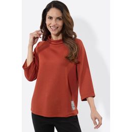 3/4-Arm-Shirt Inspirationen "Rollkragen-Shirt", Damen, Gr. 52, rostrot, 50% Modal, 44% Polyester, 6% Elasthan, unifarben, Shirts 3/4-Arm-Shirt