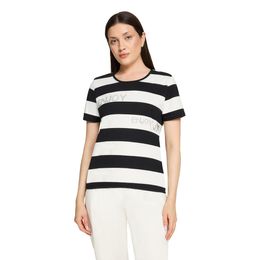 Kurzarmshirt Betty Barclay "Damen mit Tunnelzug", Damen, Gr. 36, schwarz-wei&szlig; (schwarz, wei&szlig;), Jersey, Obermaterial: 100% Baumwolle, figurumspielend normal, Rundhals, Shirts