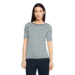 Kurzarmshirt Betty Barclay "Damen mit Gummizug", Damen, Gr. 36, blau, gr&uuml;n, Jersey, Obermaterial: 95% Viskose, 5% Elasthan, figurumspielend normal, U-Boot-Ausschnitt, Shirts