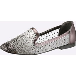 Slipper Heine, Damen, Gr. 36, anthrazit, Textil, Schuhe Slipper