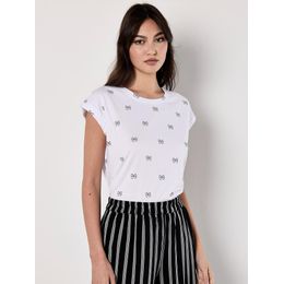 Shirttop Apricot "Top", Damen, Gr. XS (34), schwarz, gewebt, Obermaterial: 100% Baumwolle CO., bedruckt, Normale L&auml;nge, Tops Shirttop, mit Schleifenprint