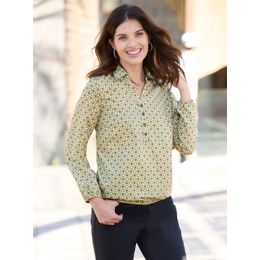 Schlupfbluse Classic Basics, Damen, Gr. 46, oliv, schilf, bedruckt, 100% Polyester, bedruckt, ethno, gemustert, mehrfarbig, Blusen Schlupfbluse