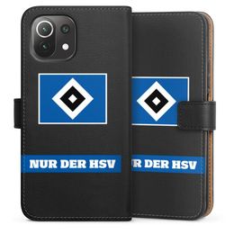 DeinDesign Xiaomi Mi 11 Lite 5G Handy Klapph&uuml;lle Handyh&uuml;lle aus Kunst Leder schwarz Flip Case Hamburger Sv Statement Hsv Sideflip mit langer Lasche