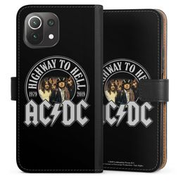 DeinDesign Xiaomi Mi 11 Lite 5G Handy Klapph&uuml;lle Handyh&uuml;lle aus Kunst Leder schwarz Flip Case Acdc Official Licensed Product Rock Sideflip mit langer Lasche