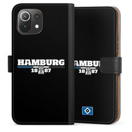 DeinDesign Xiaomi Mi 11 Lite 5G Handy Klapph&uuml;lle Handyh&uuml;lle aus Kunst Leder schwarz Flip Case Official Licensed Product Hamburg Hsv Sideflip mit langer Lasche