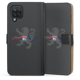 DeinDesign Galaxy A12 Handy Klapph&uuml;lle Handyh&uuml;lle aus Kunst Leder schwarz Flip Case Olympique Lyon Olympique Lyonnais Ol Sideflip mit langer Lasche