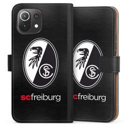 DeinDesign Xiaomi Mi 11 Lite 5G Handy Klapph&uuml;lle Handyh&uuml;lle aus Kunst Leder schwarz Flip Case Scratch Sc Freiburg Official Licensed Product Sideflip mit langer 