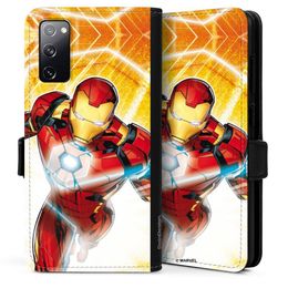 DeinDesign Galaxy S20 Handy Klapph&uuml;lle Handyh&uuml;lle aus Kunst Leder schwarz Flip Case Marvel Iron Man Fire Sideflip mit Lasche
